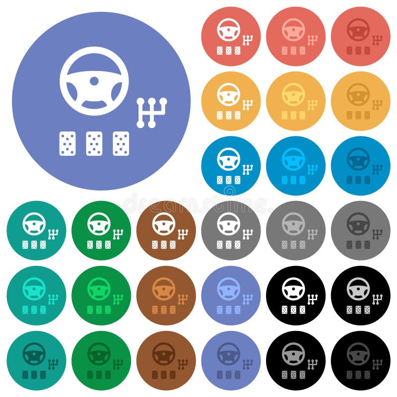 Car Controls Round Flat Multi Colored Icons Stock Vector - Illustration ...