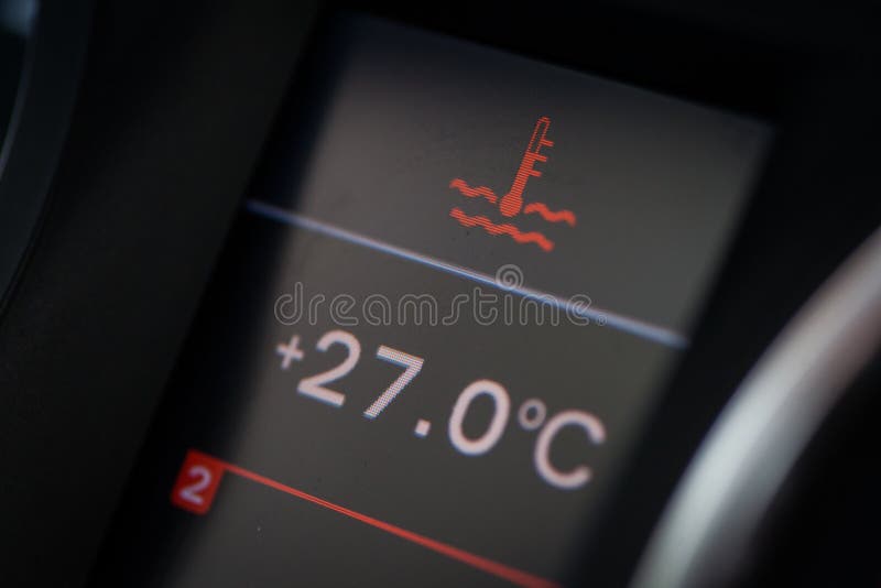 Engine Overheating Control. Coolant Warning Light in Car Dashboard ...