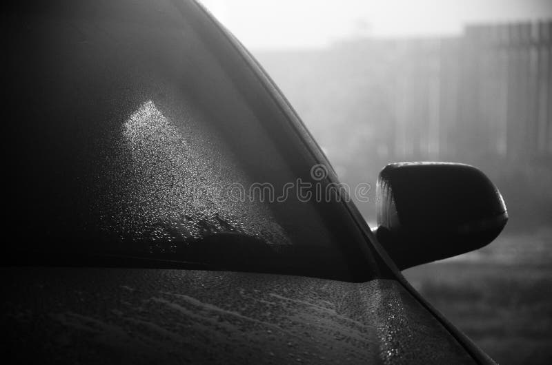 The Car is Covered in Drops after Heavy Rain Stock Image - Image of ...