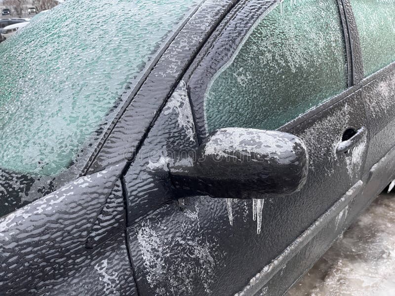 A Car Covered in Ice after a Freezing Rain. Stock Photo - Image of ...