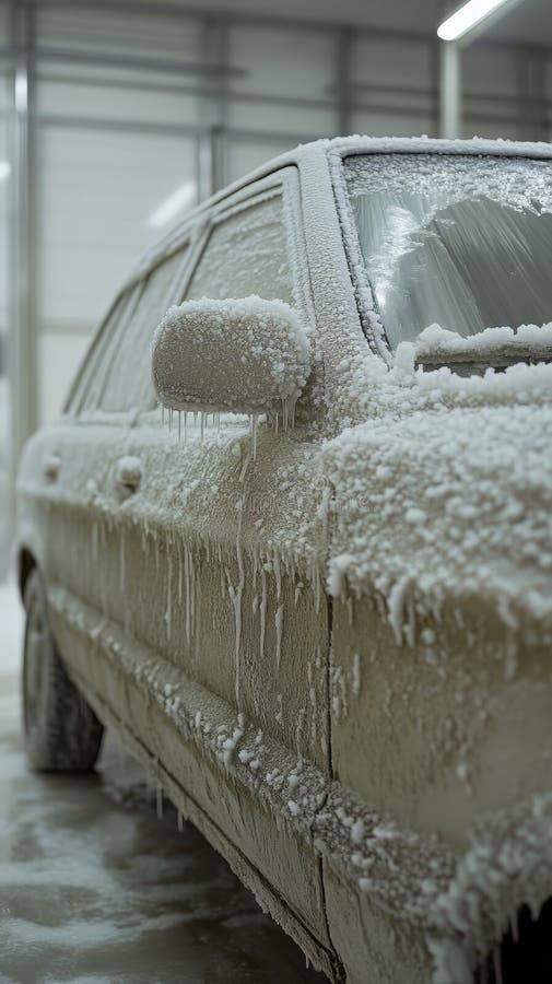 A Car Covered in Ice and Snow Stock Illustration - Illustration of ...