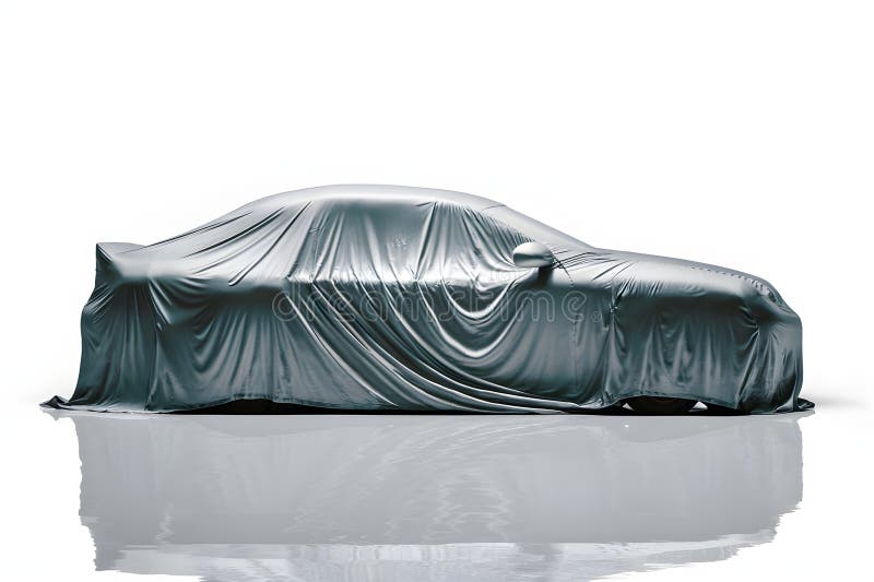 Car Covered with Silver Cloth, Positioned Side-on with Sleek Design ...