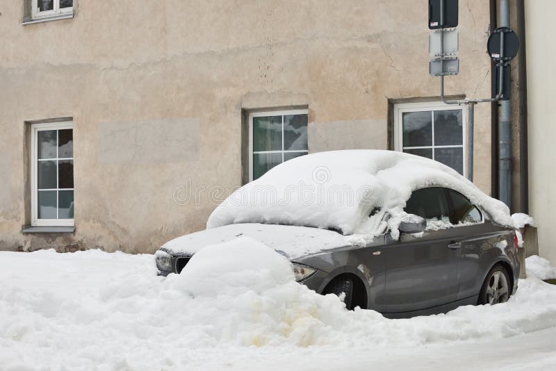 Car Covered by Snow after a Snow Blizzard Stock Image - Image of storm ...
