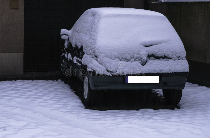 Car covered in snow stock image. Image of abandoned, snowstorm - 49392435