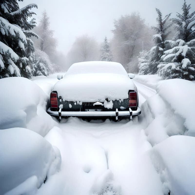 Car Covered in Thick Snow - Ai Generated Image Stock Illustration ...