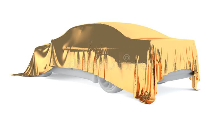 Car Covered with a White Cloth. 3D Rendering Stock Image - Image of ...
