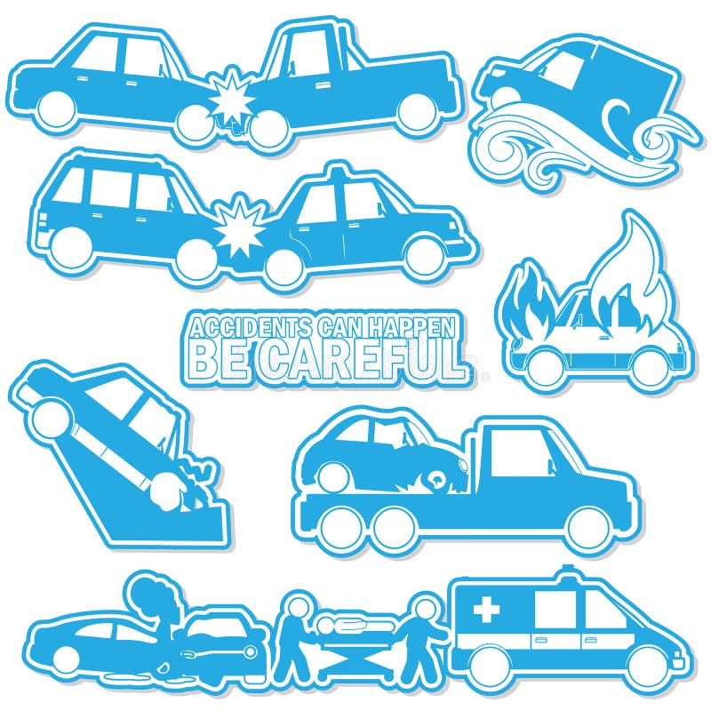 Car Crash and Accident in Blue Stock Vector - Illustration of ambulance ...