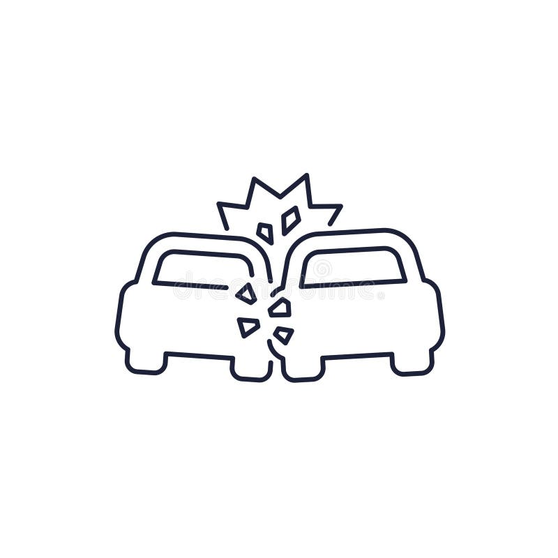 Car Crash, Accident Line Icon on White Stock Illustration ...