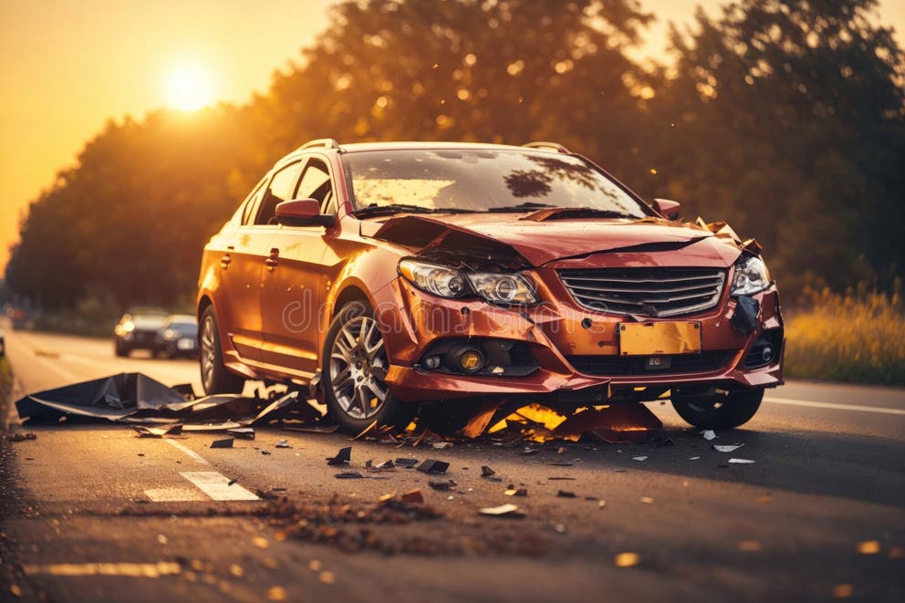 Car Crash Accident on the Road Banner with Copy Paste. Ai Generative ...