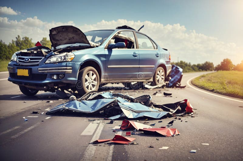 Car Crash Accident on the Road Banner with Copy Space. Ai Generative ...