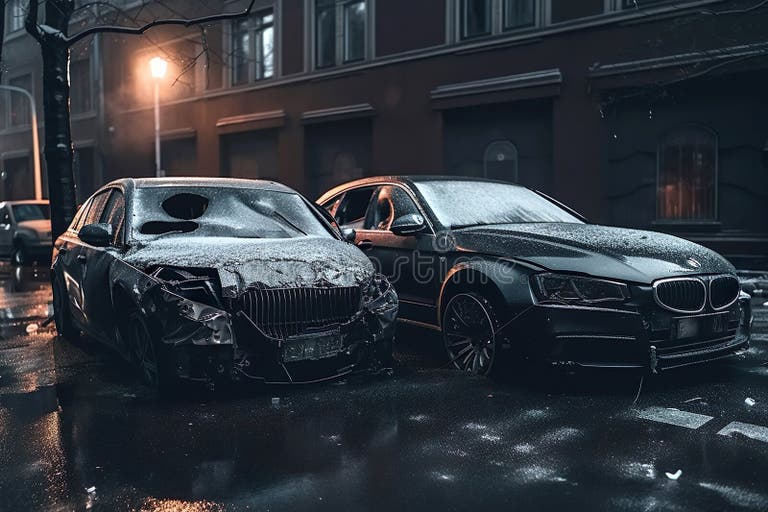 Car Crash Accident on the Road. Generative Ai. Stock Illustration - Illustration of reckless ...