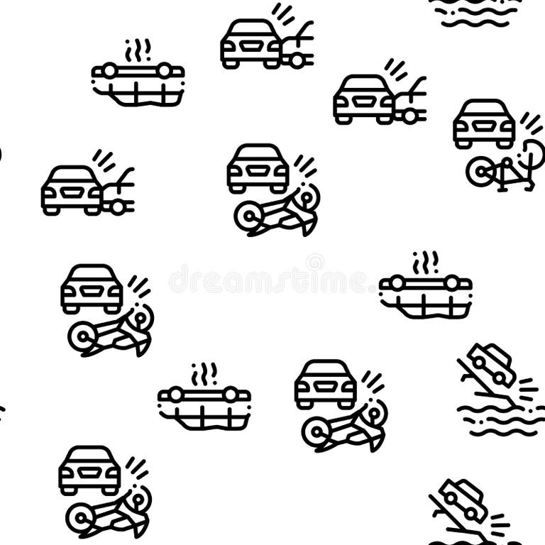 Car Crash Accident Seamless Pattern Vector Stock Vector - Illustration ...