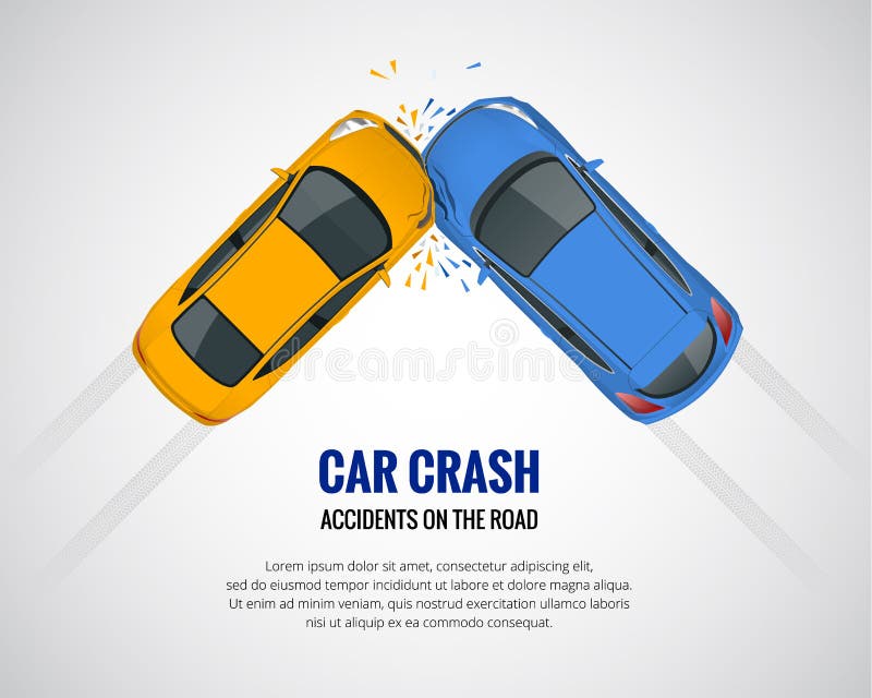 Car Crash, Car Accident Top View Isolated on a Light Background. Car ...