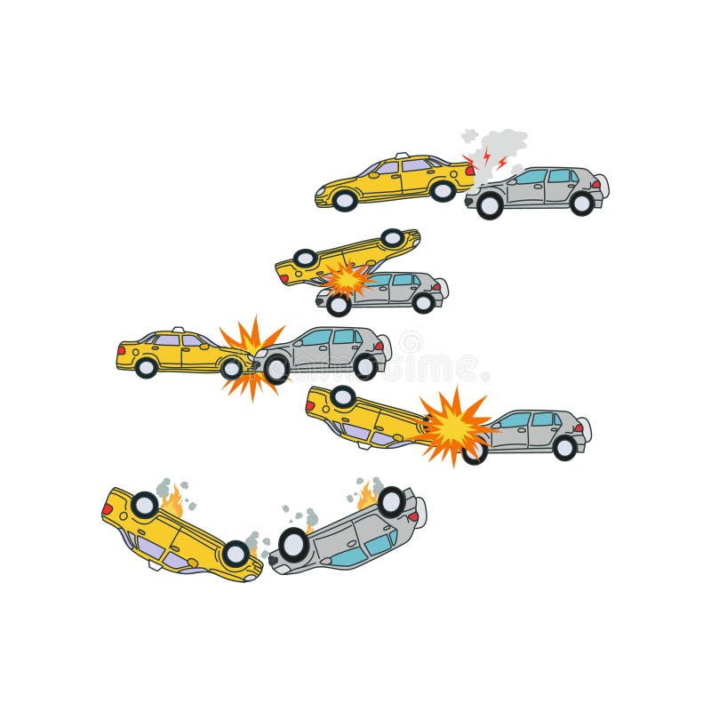 Car Crash Accident Vector Illustrationss Stock Vector - Illustration of ...