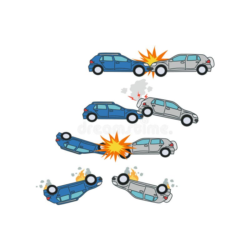 Car Crash Accident Vector Illustrationss Stock Vector - Illustration of ...