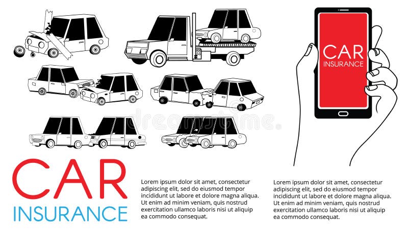 Car Crash and Car Insurance Icons Stock Vector - Illustration of crash ...