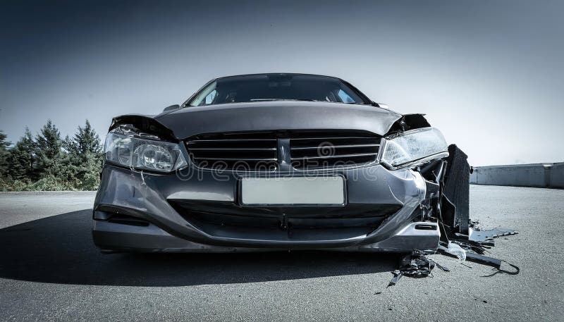 Car Crash Against a Wall Highlights the Aftermath of a Collision at a ...