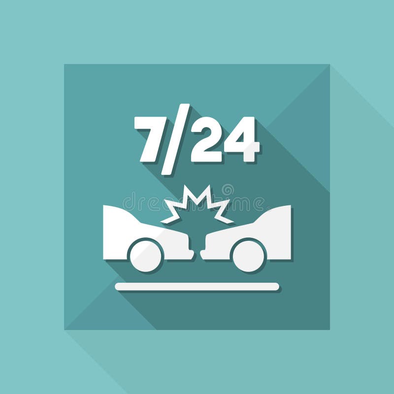 Car Crash Assistance 7/24 - Vector Flat Icon Stock Vector ...