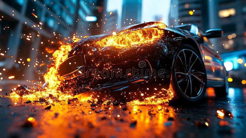 Car Crash with Blurred Motion in Urban Setting Stock Illustration ...