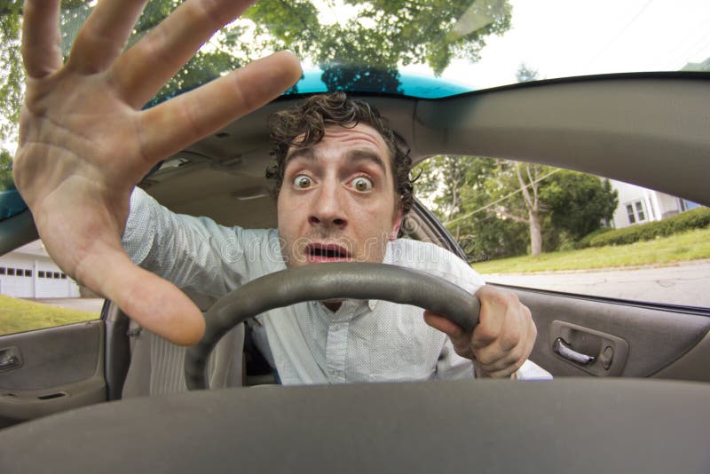 Car Crash Facial Expression Stock Image - Image of road, automobile ...
