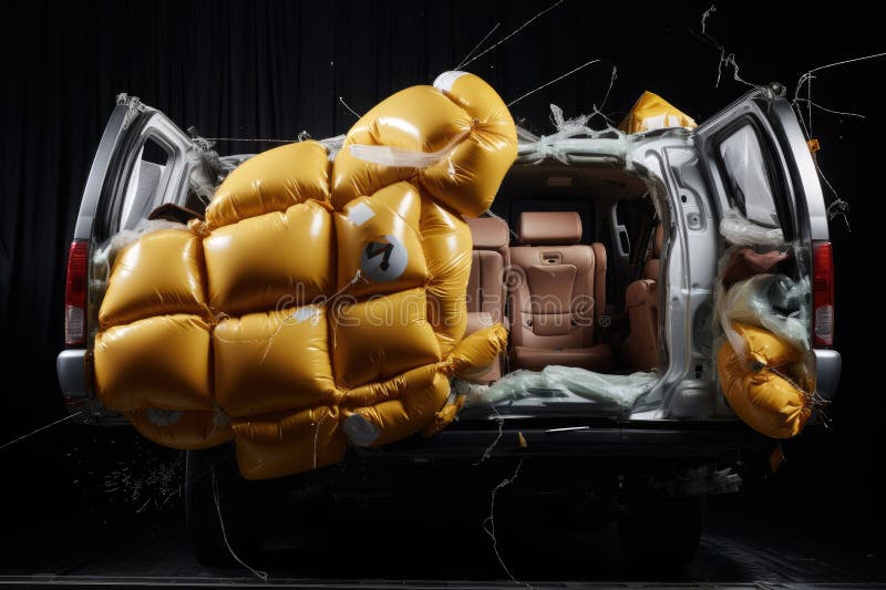 Car Crash in the Forest, an Airbag Deploying during a Crash Test, AI ...