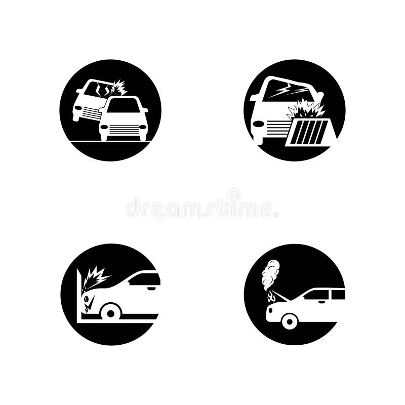 Car Crash Icon Vector Template Illustration Stock Vector - Illustration ...