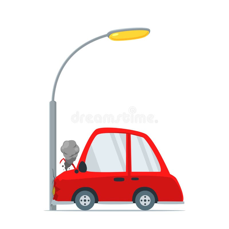 Car Crash Light Poles. Isolated Vector Illustration Stock Illustration ...