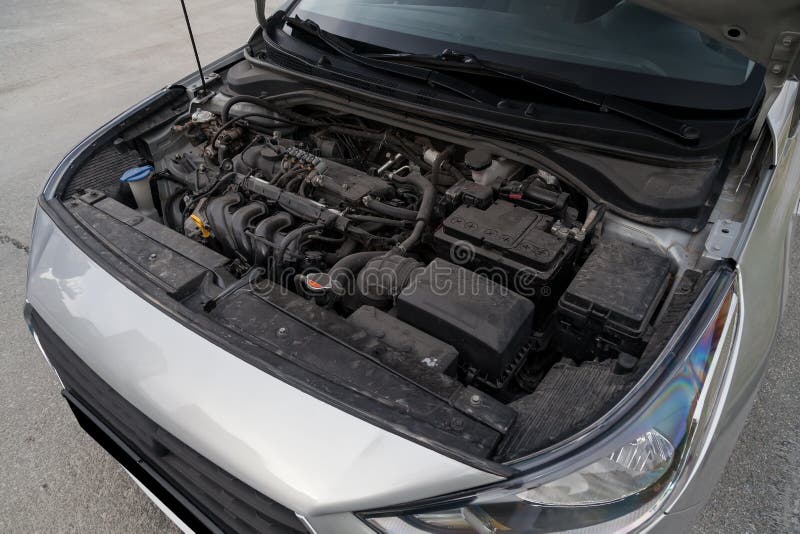 Car Crash Open Hood Car Mechanic To Check Condition of Damage. See the ...