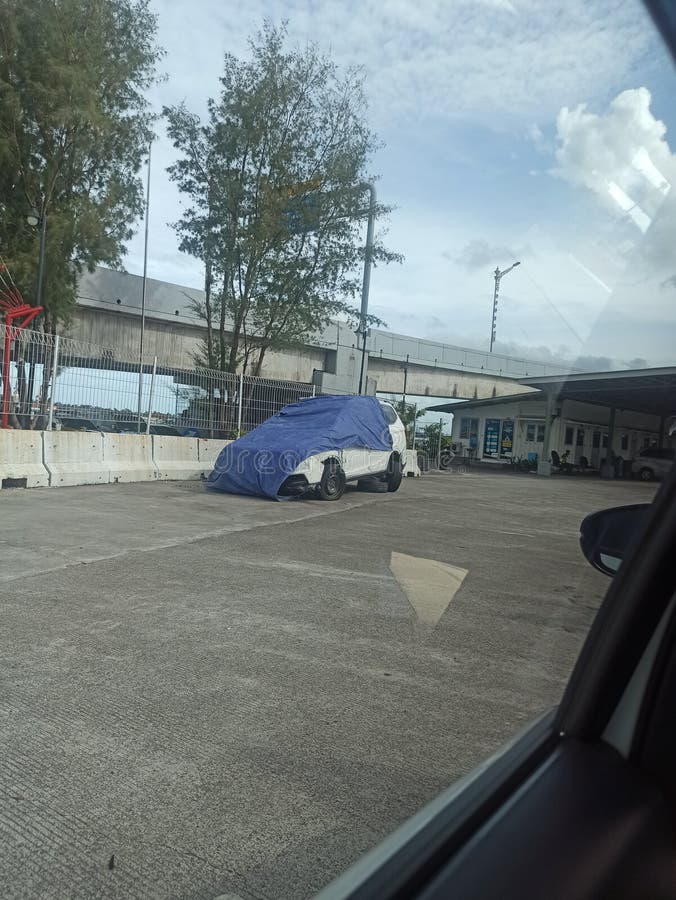 Car Crash on the Road Tol Gate Stock Photo - Image of tree ...