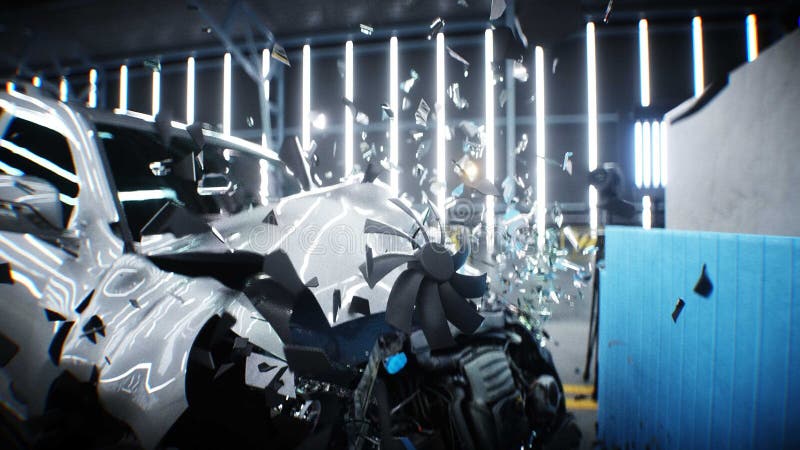 Car Crash Test Stop Time. Safety Concept. 3d Rendering. Stock ...