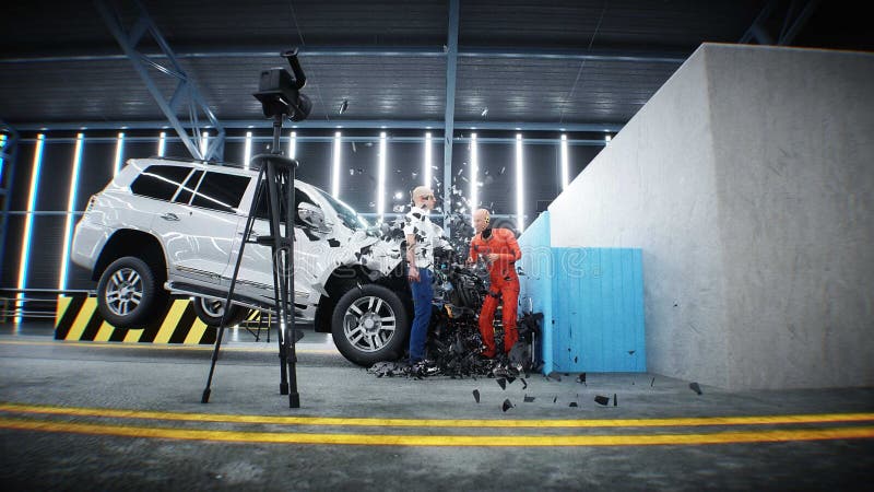 Car Crash Test Stop Time. Safety Concept. 3d Rendering. Stock ...