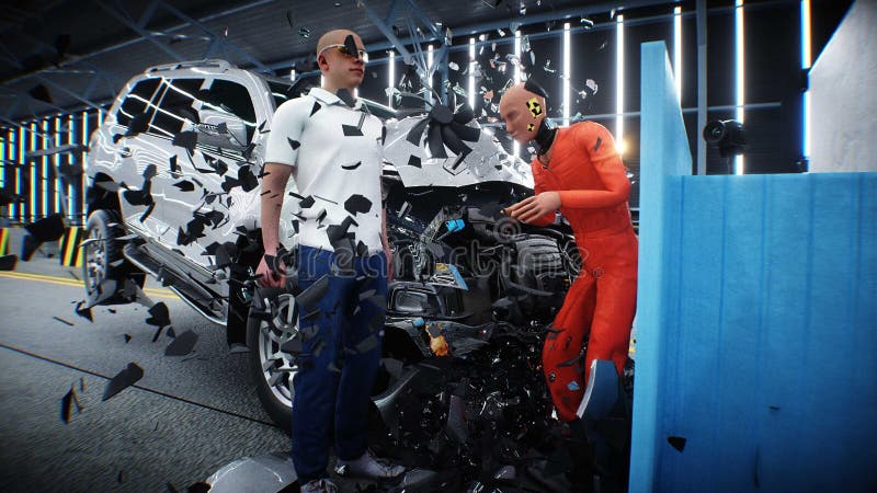 Car Crash Test Stop Time. Safety Concept. 3d Rendering. Stock ...