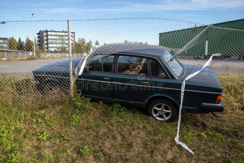 Car Crashed through Chain-link Fence Stock Image - Image of danger ...