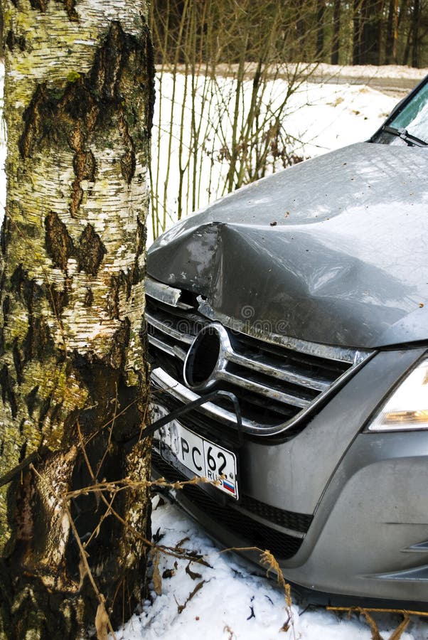 The Car Crashed into a Tree Editorial Stock Photo - Image of insurance ...