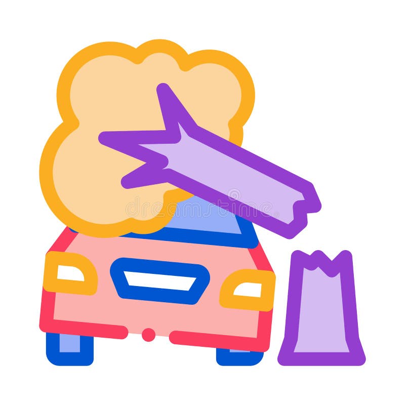 Car Crashed into Tree Icon Vector Outline Illustration Stock Vector ...