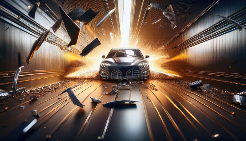 Car Crashes through Metal Wall with Explosive Force in a Dynamic, High ...