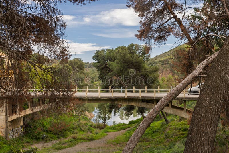 Car Crossing Bridge Over River Surrounded Trees Stock Photos - Free ...