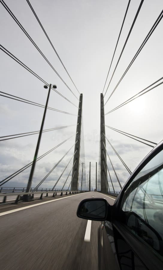 Car Crossing the Famous Oresund Bridge Stock Photo - Image of ...