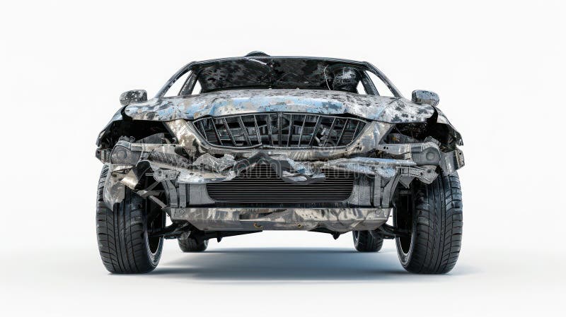Car with a Crumpled Front End Isolated Stock Illustration ...