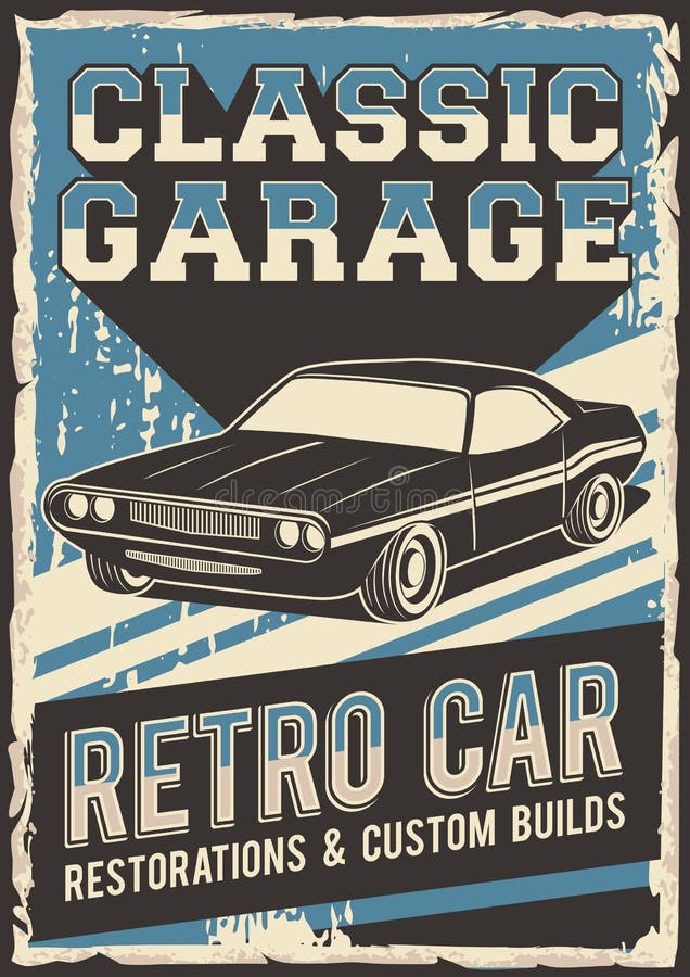 Car Custom Service Repair Installment Signage Poster Retro Rustic Stock ...