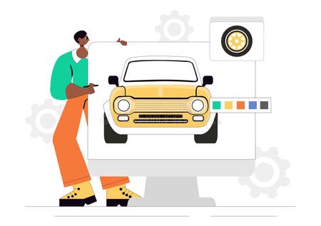 Car Customization and Modifications Vector Illustration Featuring a ...