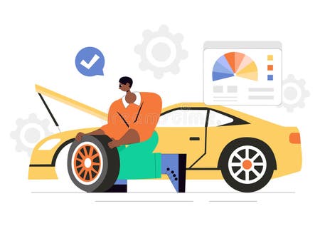 Car Customization and Modifications Vector Illustration Featuring a ...