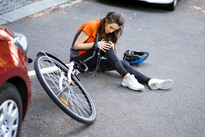 Car and Cyclist Accident and Injury Stock Image - Image of safety ...
