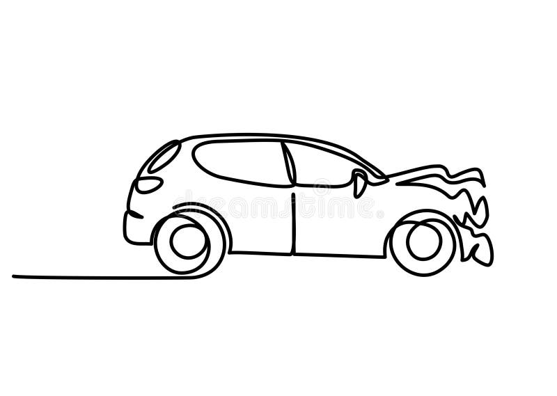 Car Damaged Front End. Continuous One Line Drawing Stock Vector ...