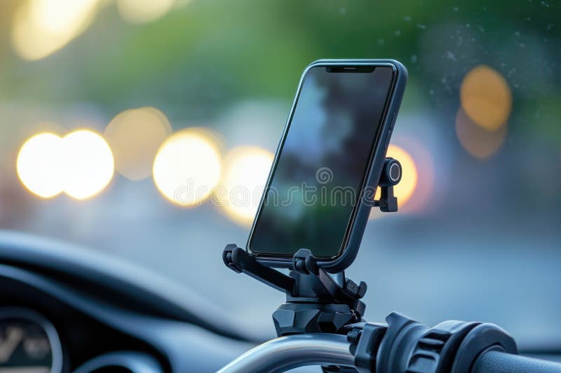 A Car Dashboard with a Cell Phone Placed on the Center Console, Ready ...
