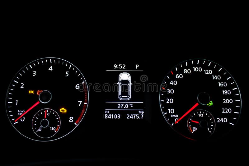 Car Dashboard Closeup on Black Background Stock Image - Image of ...