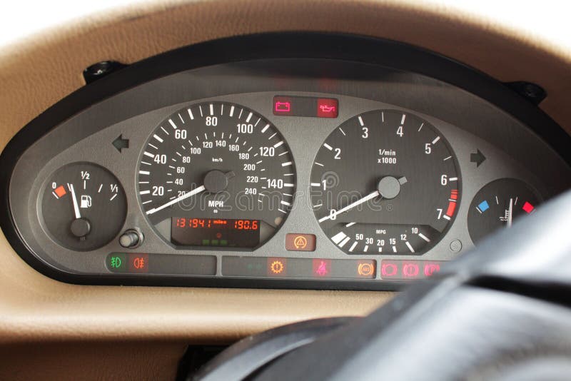 Car Dashboard and Control Lights Stock Image - Image of horizontal ...