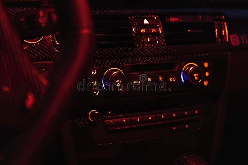 Car Dashboard Dark Ventilation Control Panel Stock Photo - Image of ...