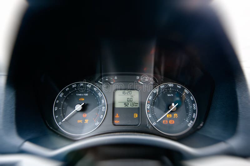 Car Dashboard Detail Front Driver View Stock Image - Image of display ...
