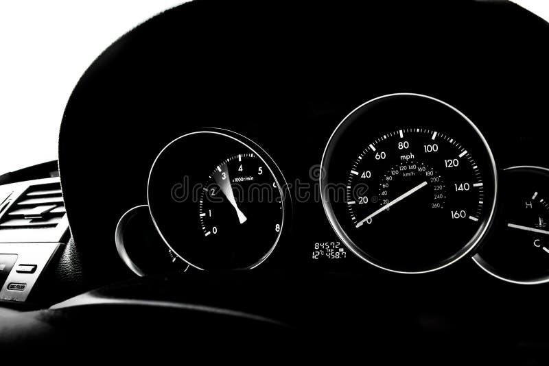 Car Dashboard Dials - Engine RPM and Speedometer Stock Image - Image of ...